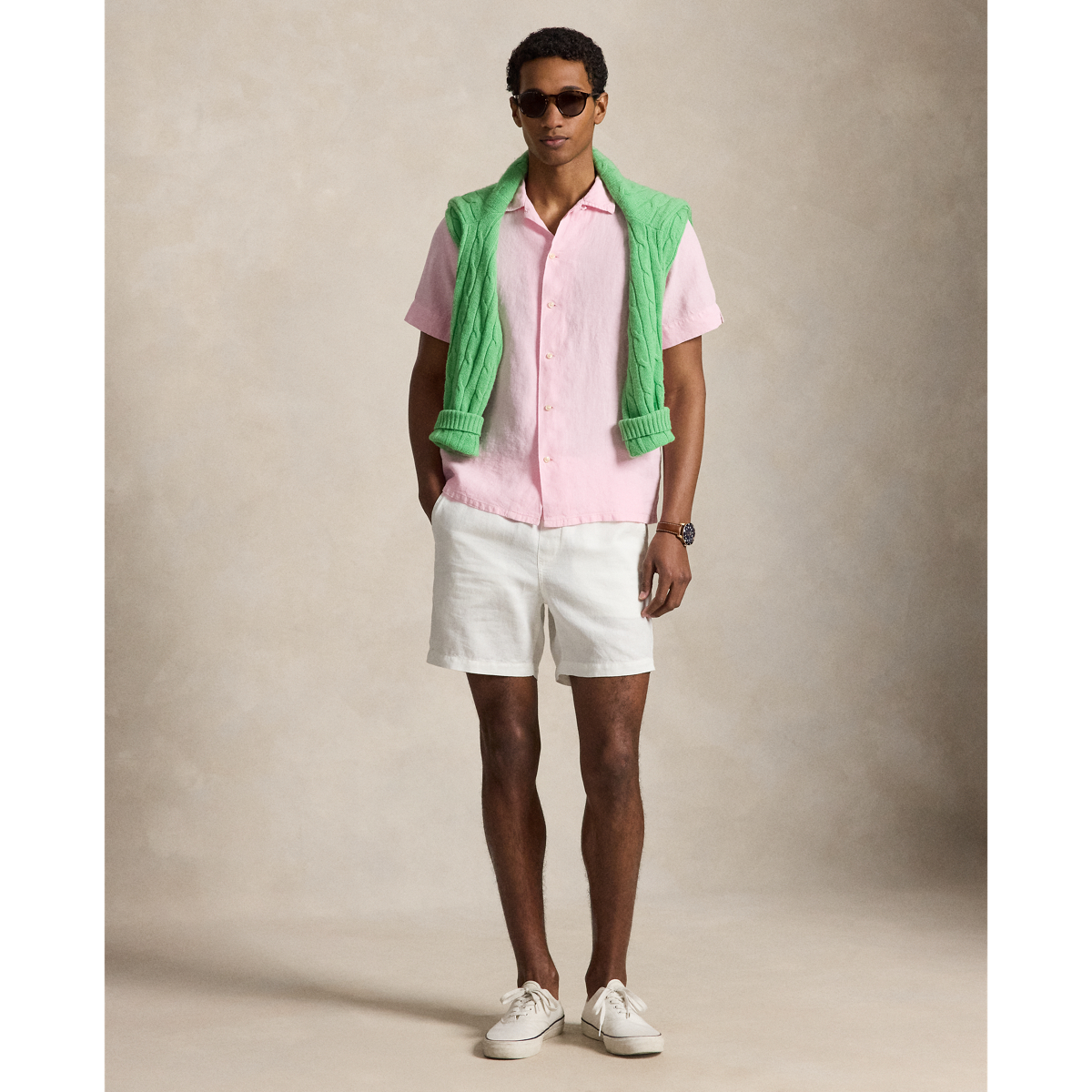 RALPH LAUREN classic fit linen camp shirt
